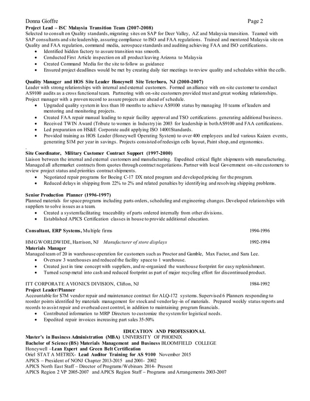 Donna Gioffre Resume 2015 | PDF