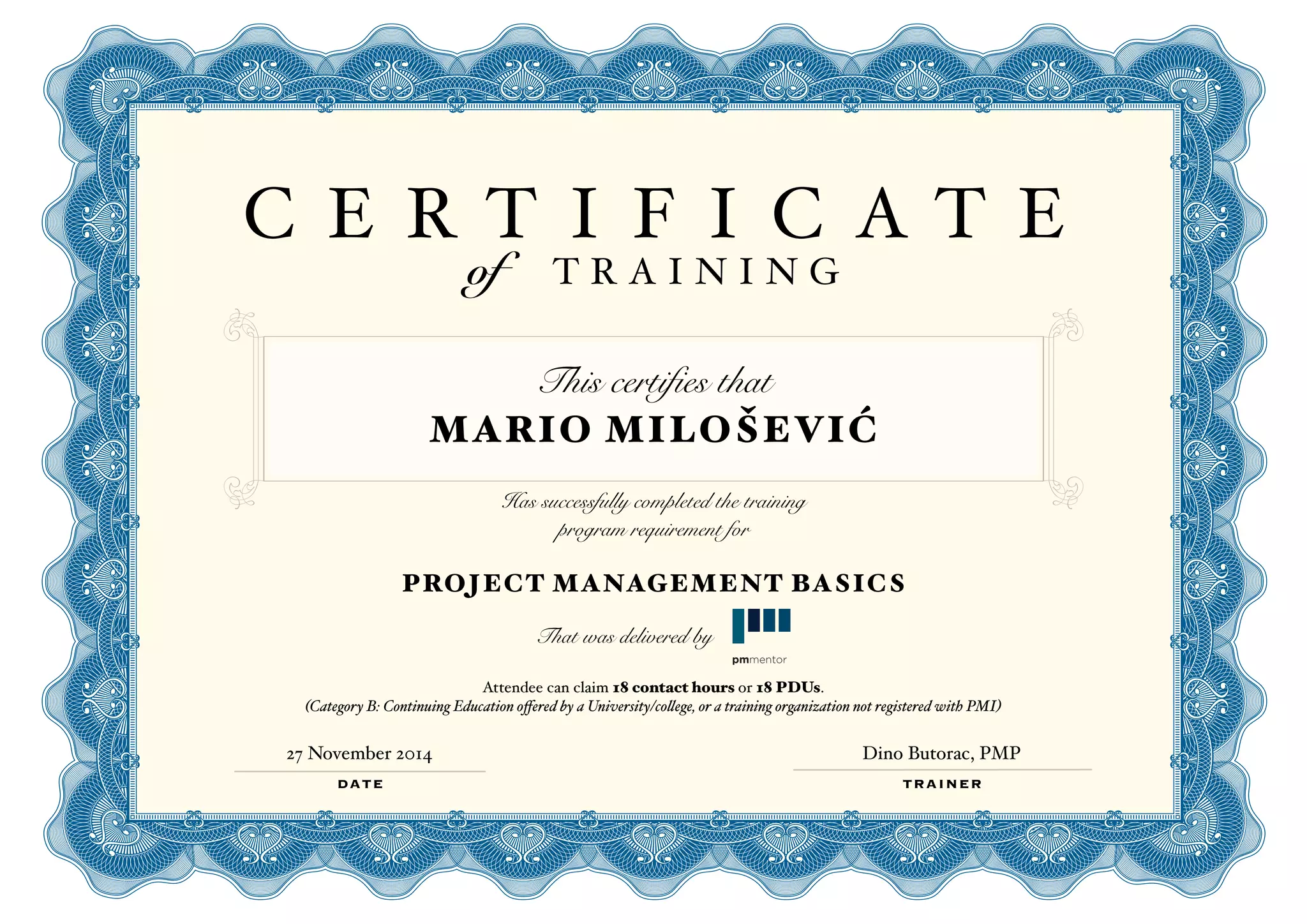 mario Milošević certifiate PMM | PDF