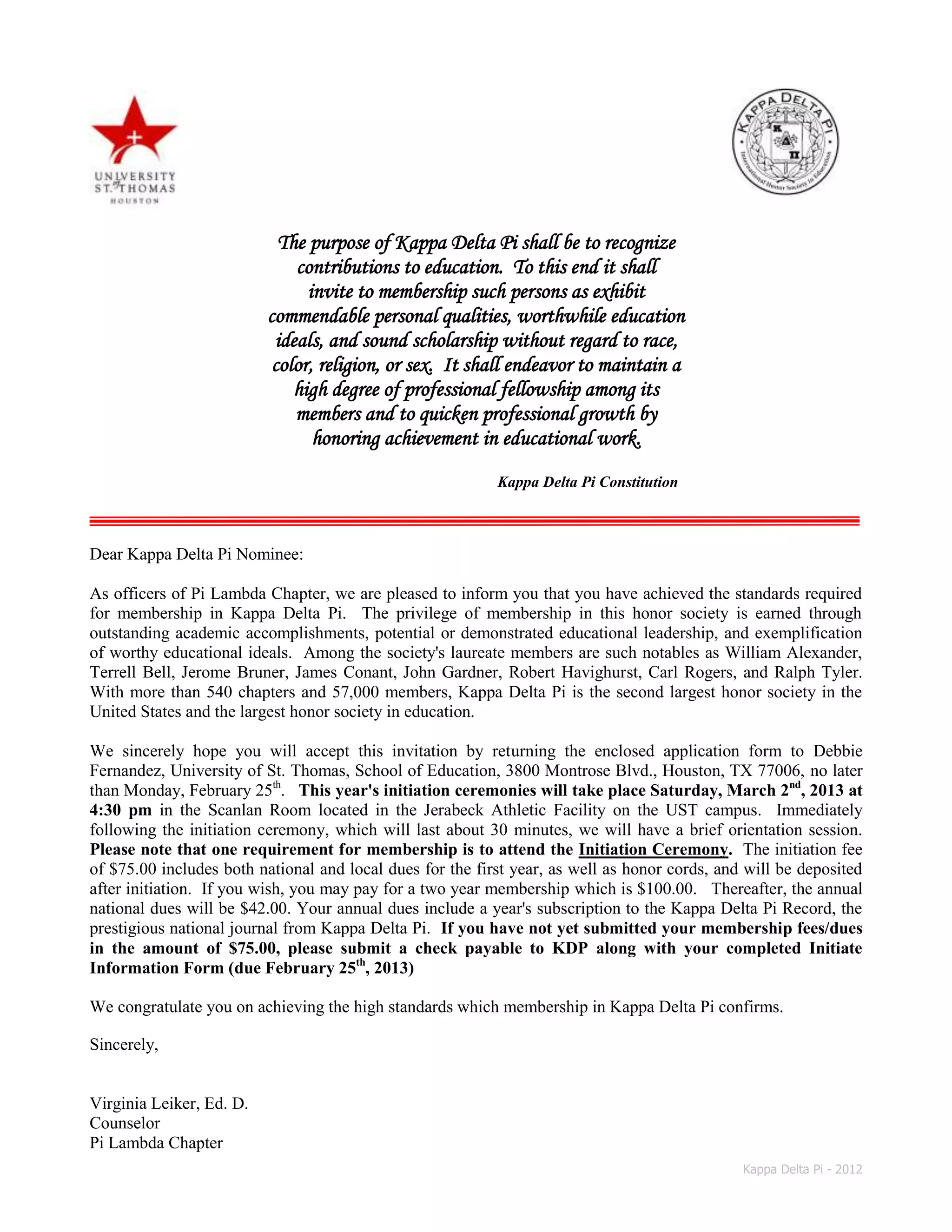 Congrats Letter KDP Fall 2013 | PDF