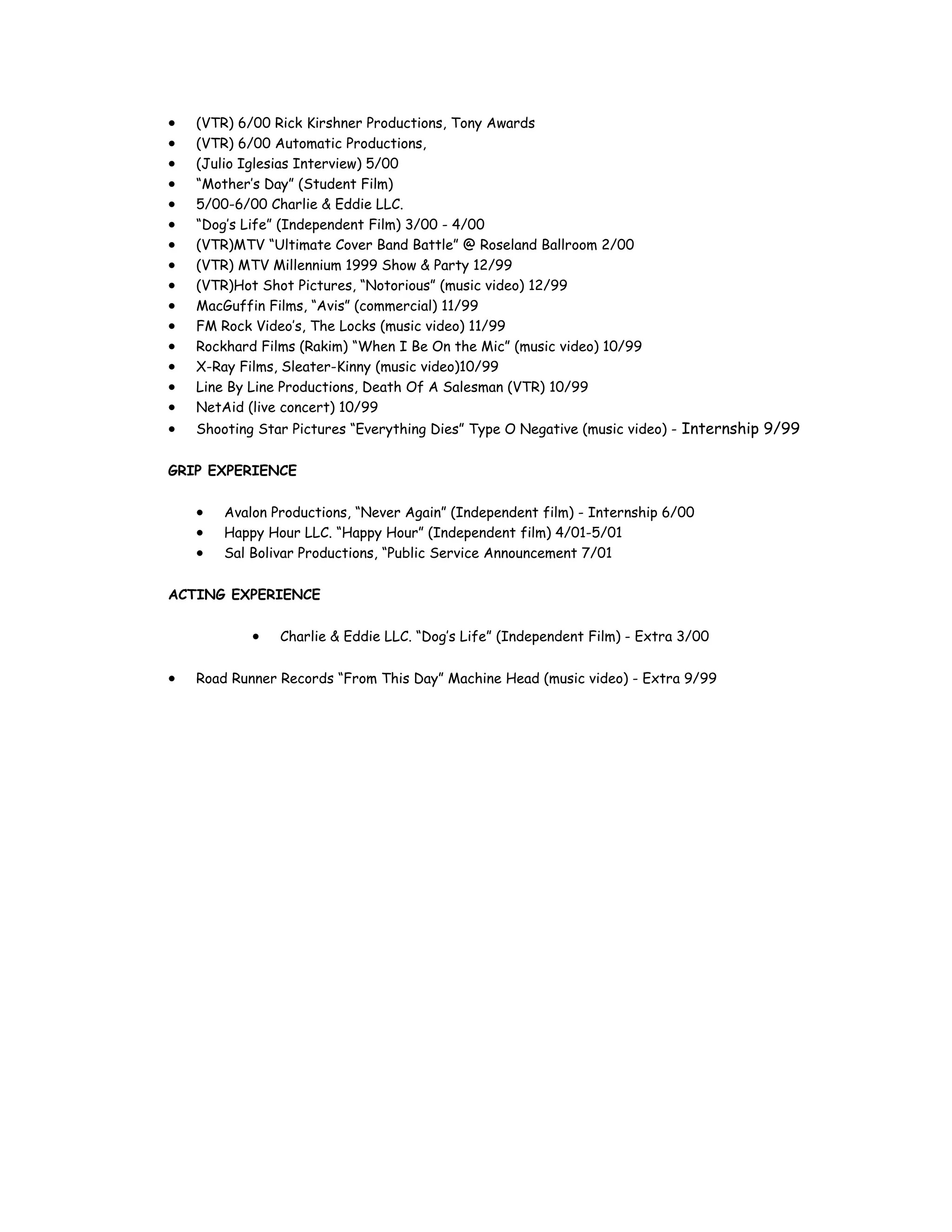 Mike Vargas production resume2 | DOC