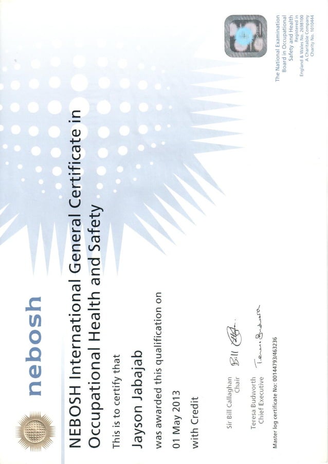 NEBOSH CERTIFICATE | PDF