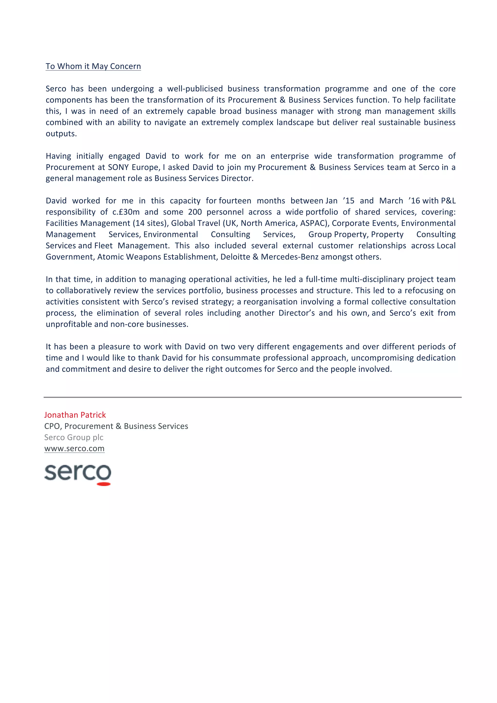 Serco Reference | PDF