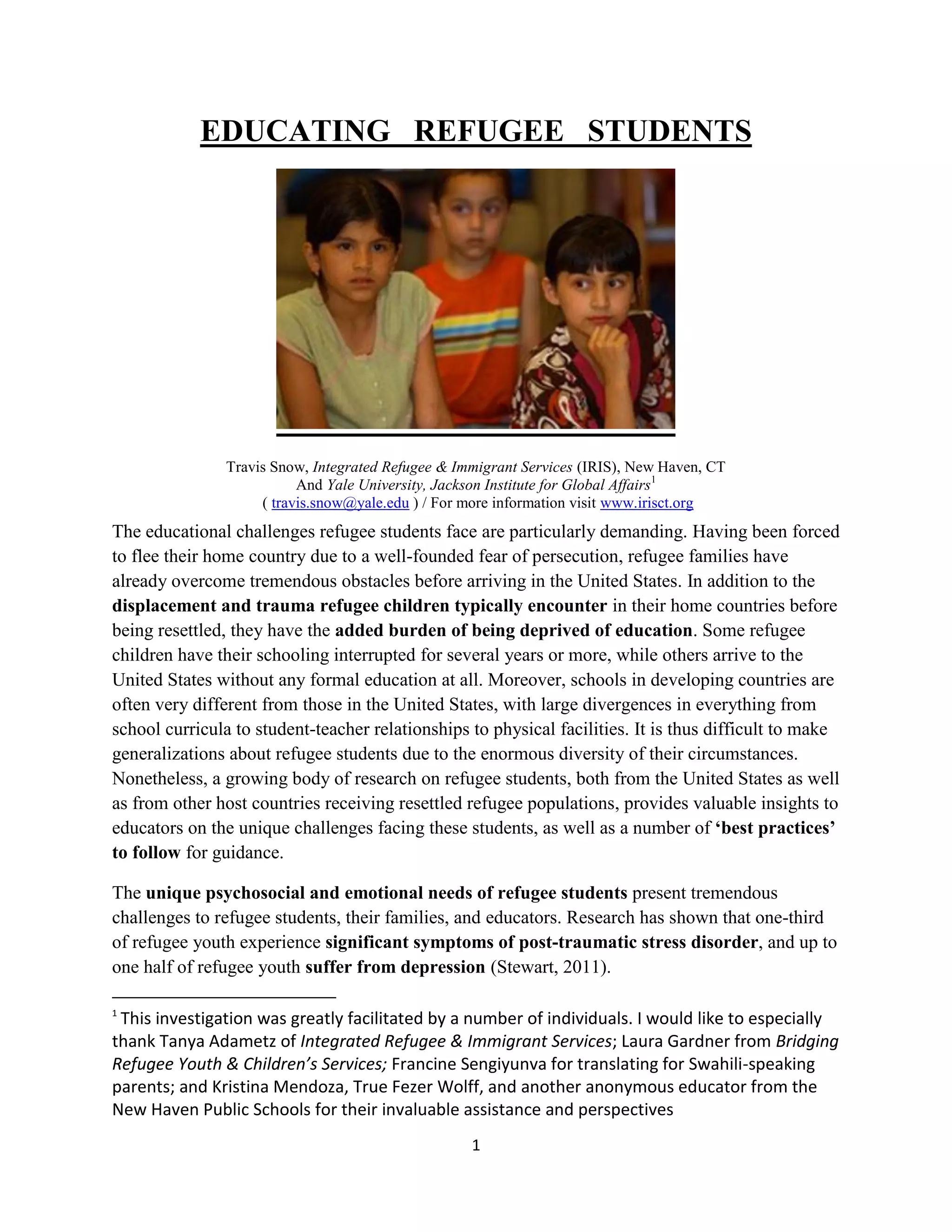 Educating Refugee Students--full version | PDF