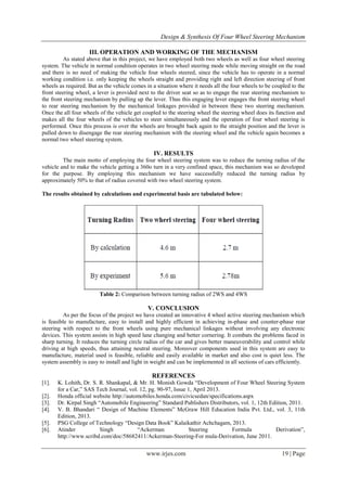 Design & Synthesis of Four Wheel Steering Mechanism | PDF