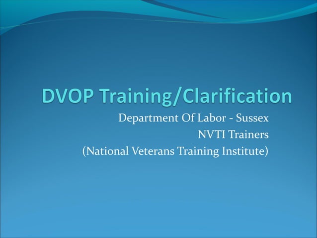 DVOP Training 2 | PPT