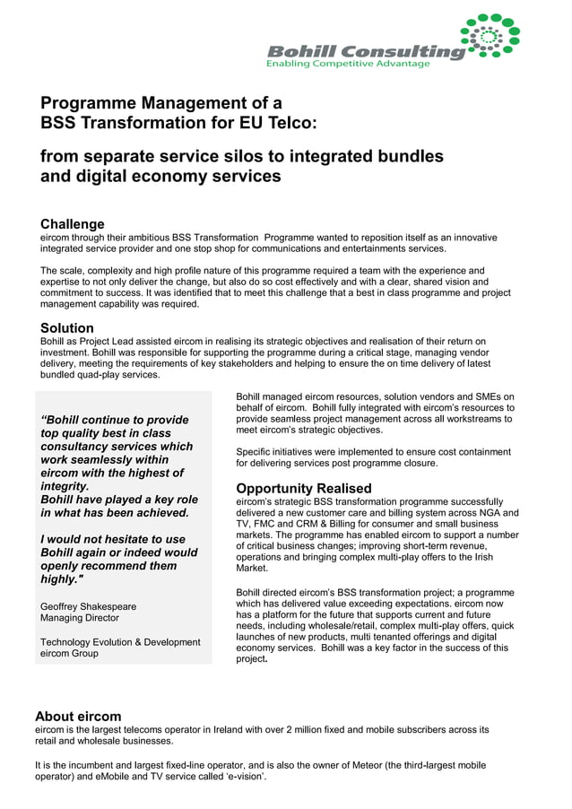 Case Study - BSS Transformation | PDF