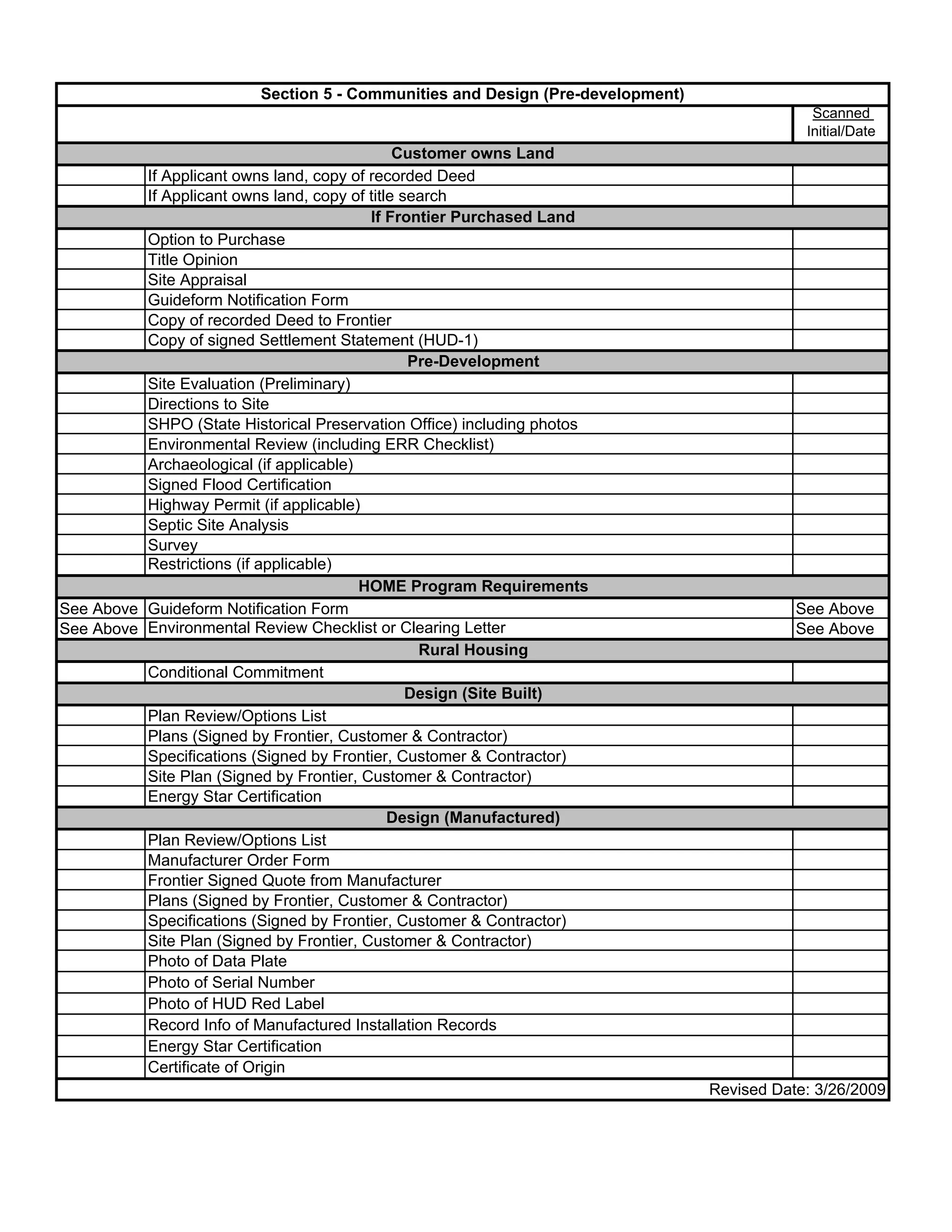 C6 502&504 programs frontier property checklist - tom carew | PDF