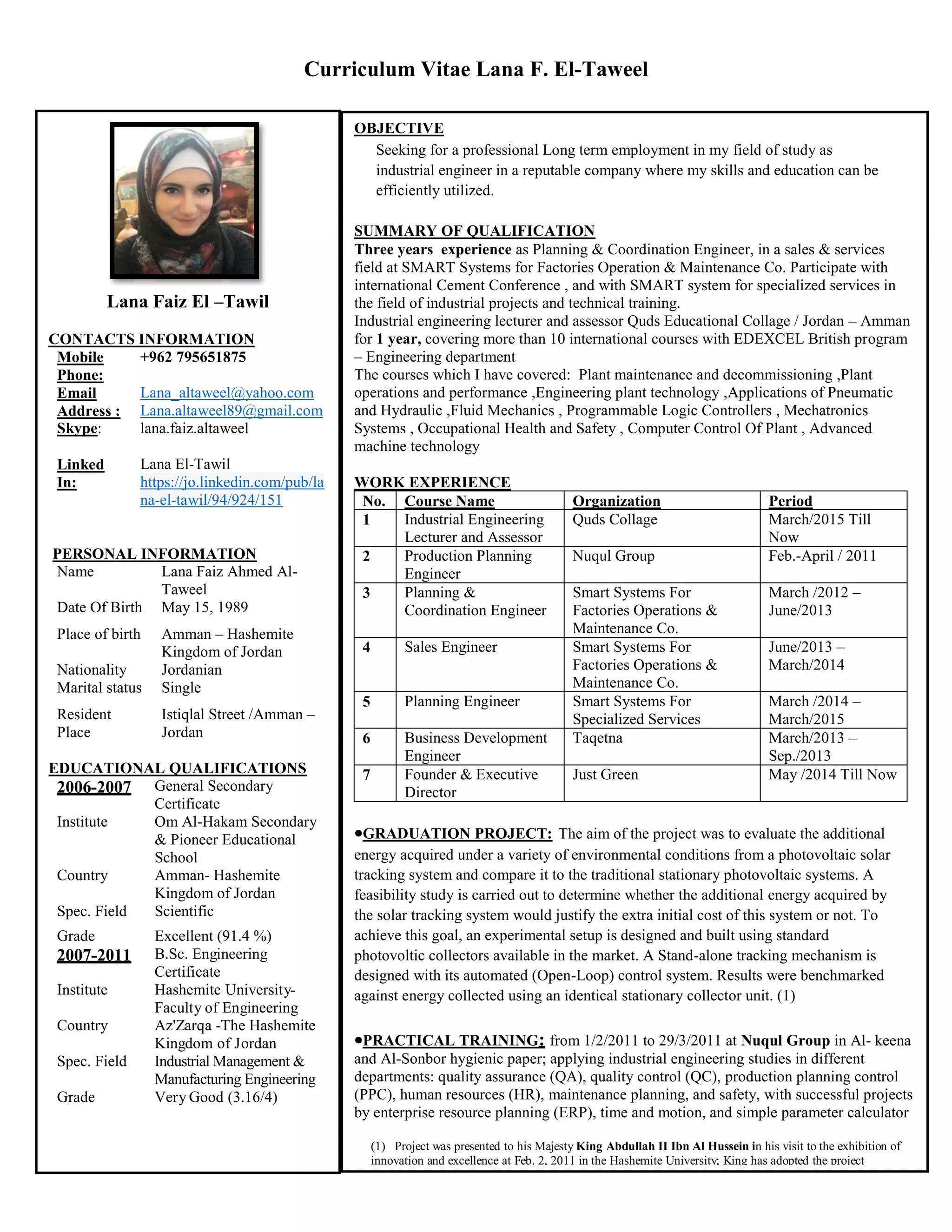 CV Lana El-Tawil | PDF
