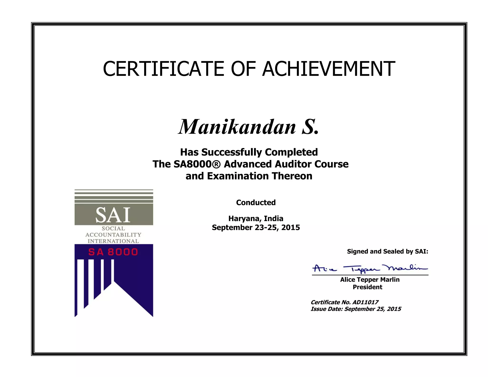 CERTIFICATE OF COURSE COMPLETION_Manikandan S. (1) | PDF