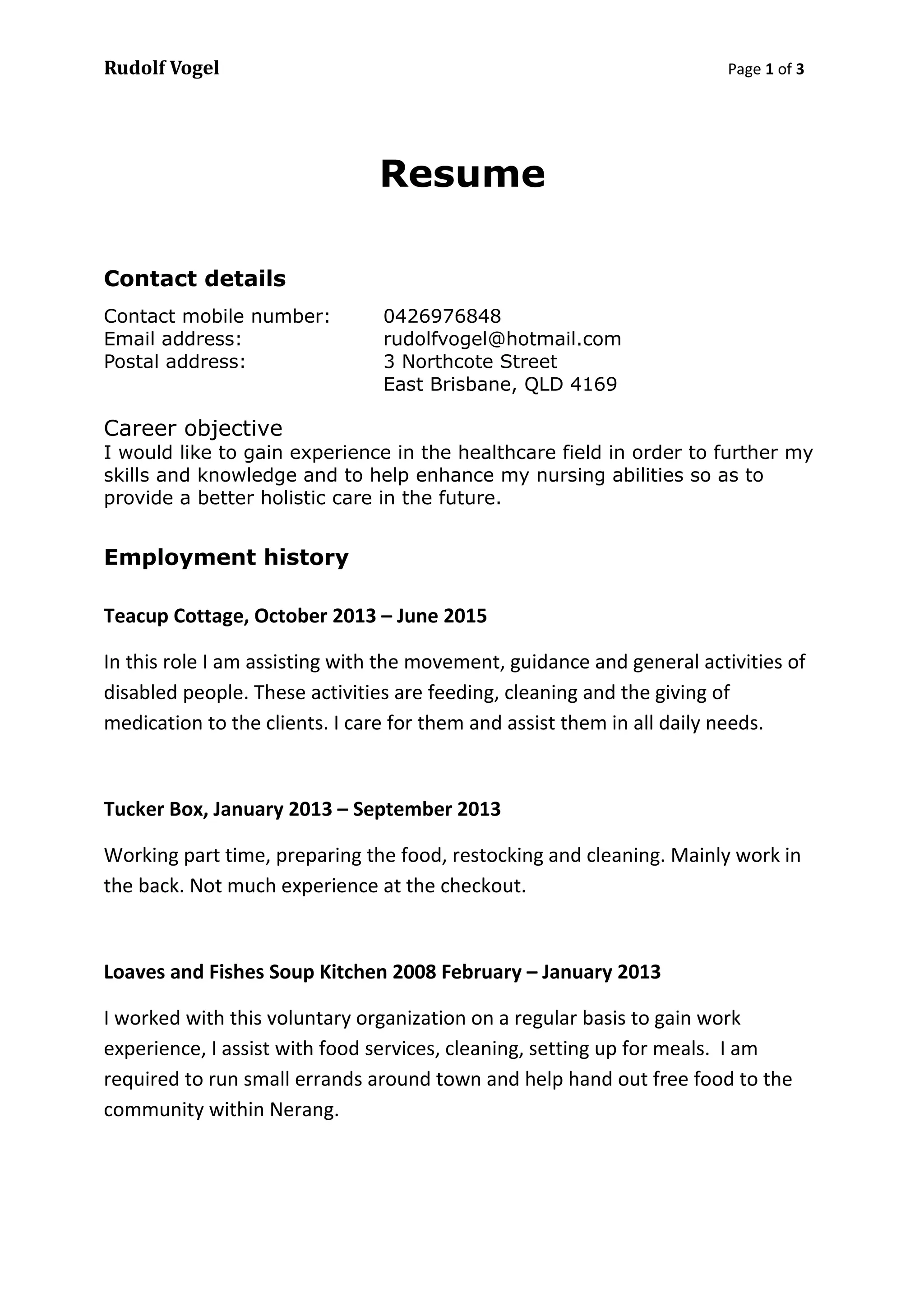 Rudolf Vogel resume | RTF