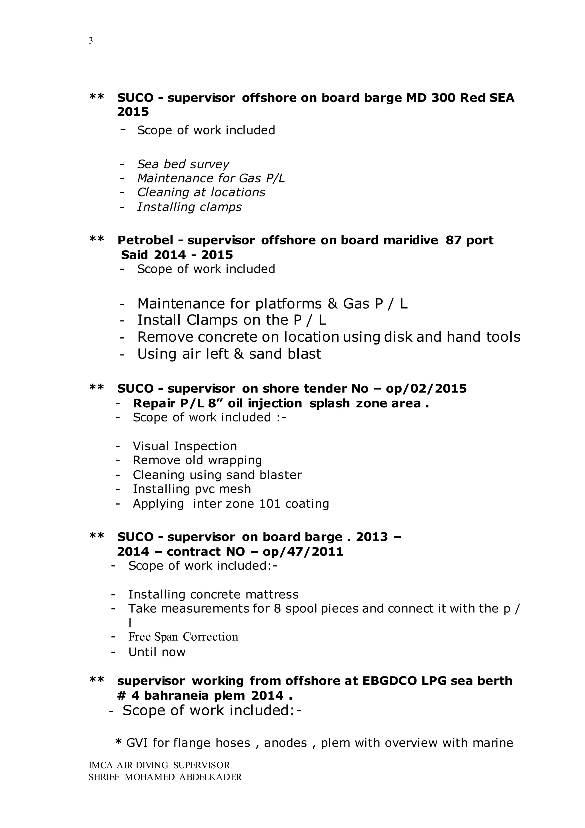 RESUME IMCA AIR DIVING SUPERVISOR | DOCX