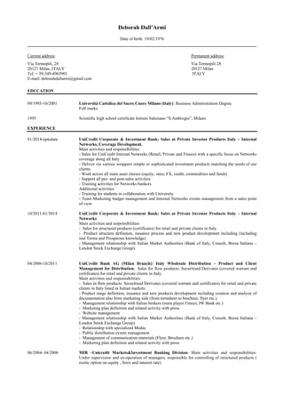 CV Deborah Dall' Armi | PDF