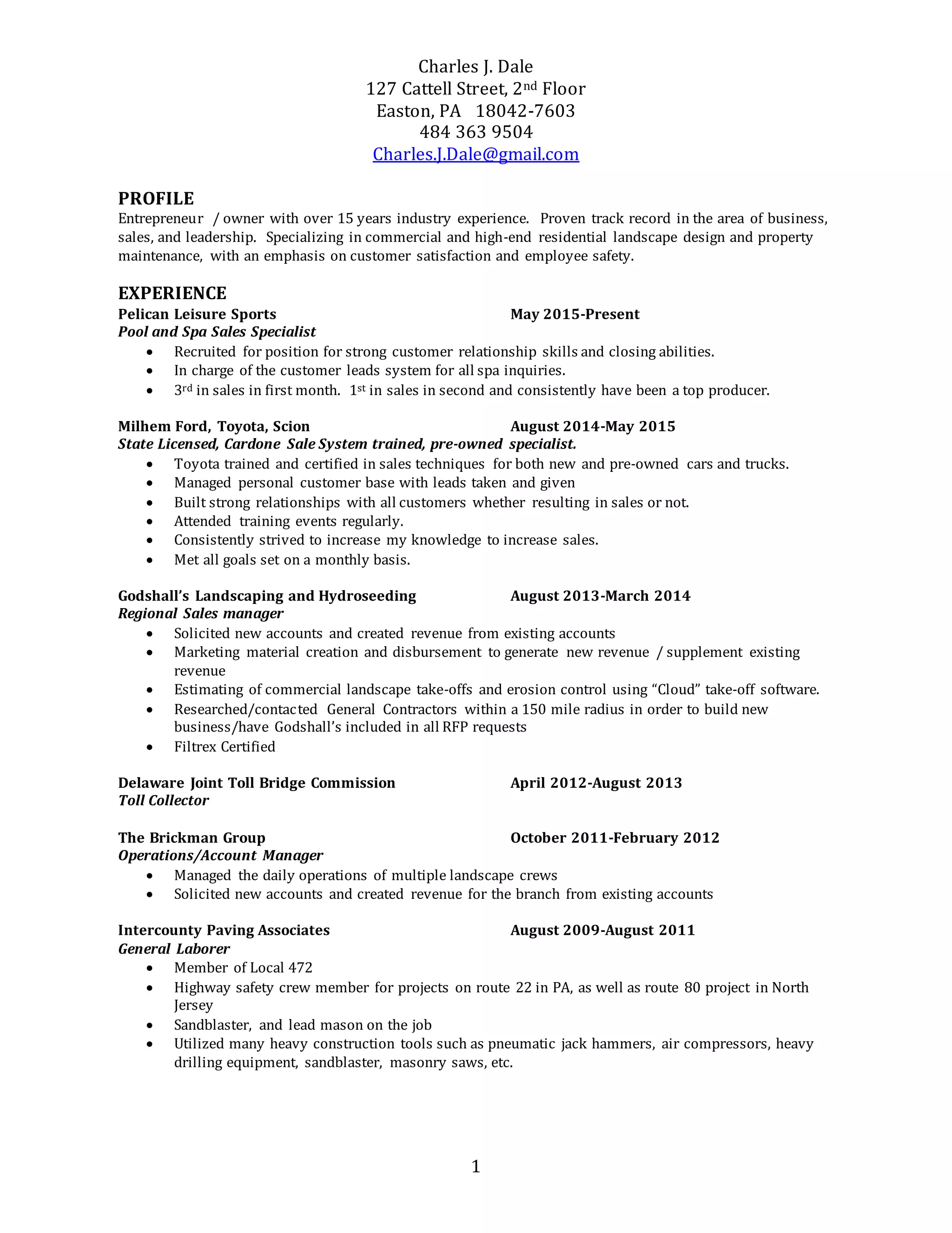 Resume - Charles Dale | DOCX