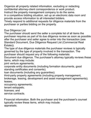 Purchasing and Selling Commercial Real Estate Checklist Initial Steps | PDF