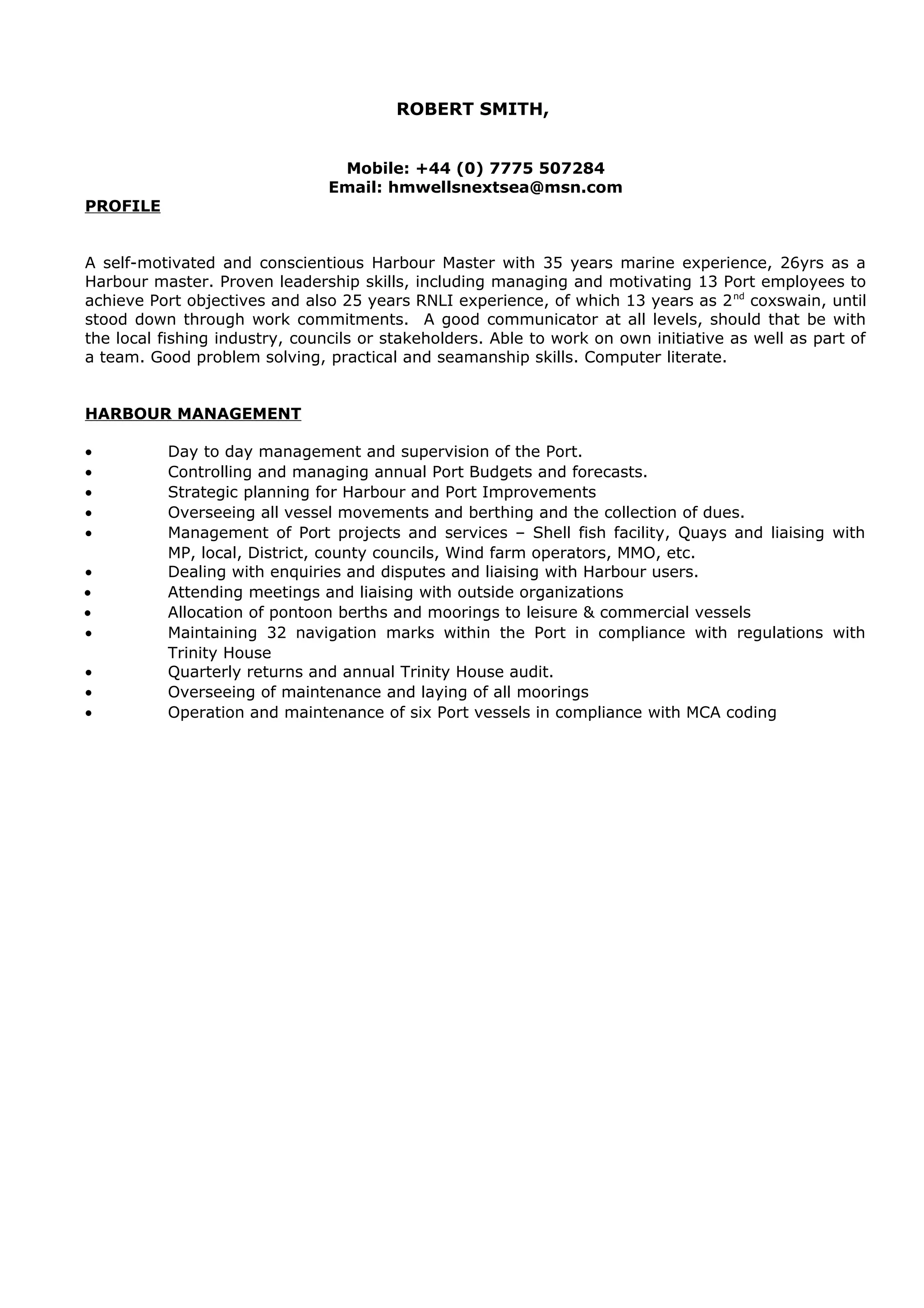 Smith, Robert cv | DOC