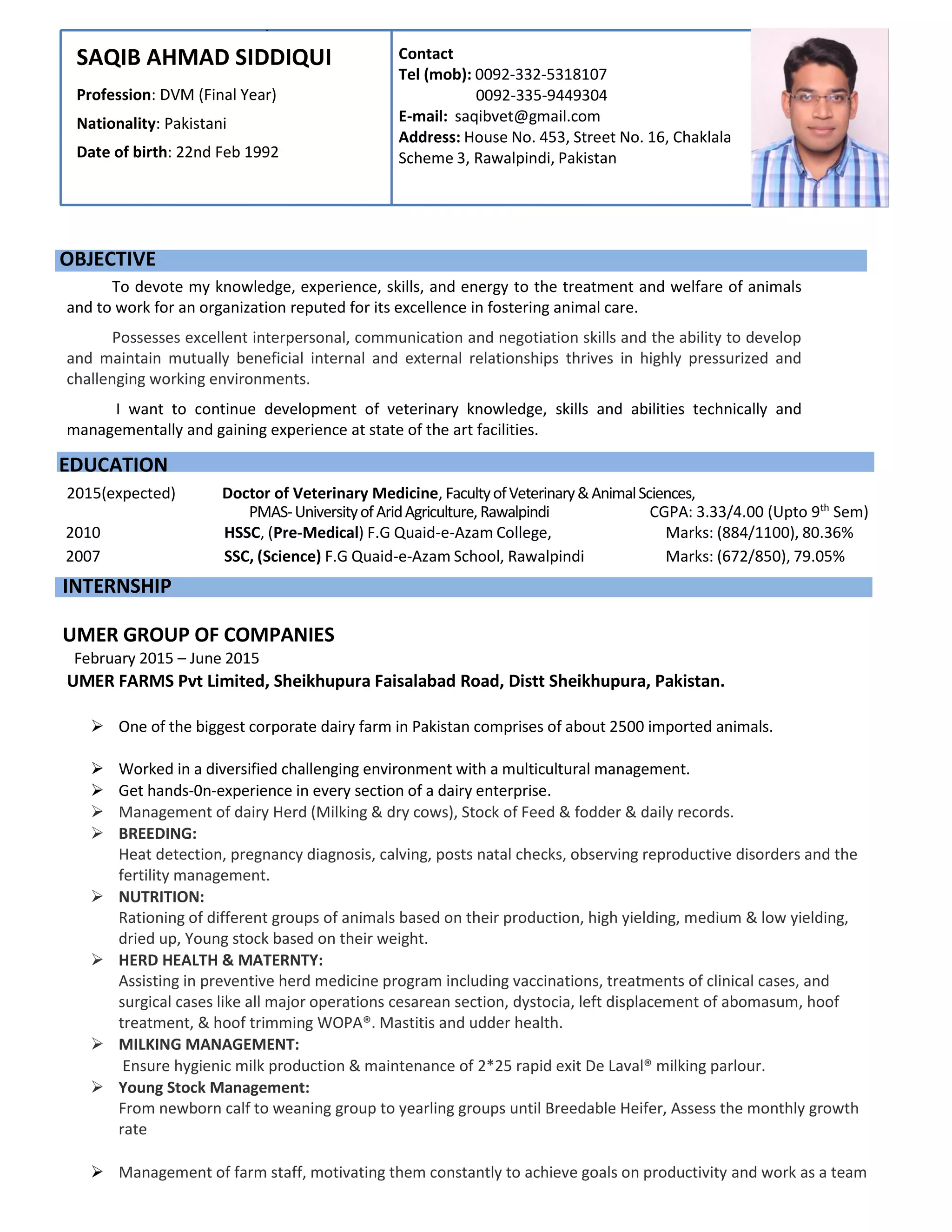 Saqib Curriculum vitae | PDF