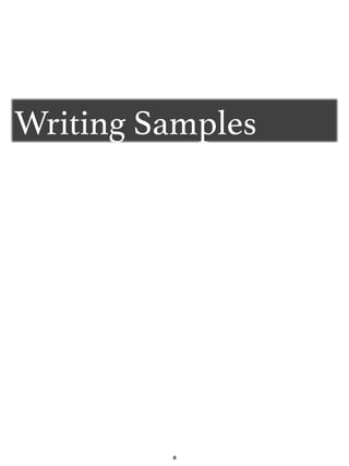 WRITING PORTFOLIO (abridged) | PDF