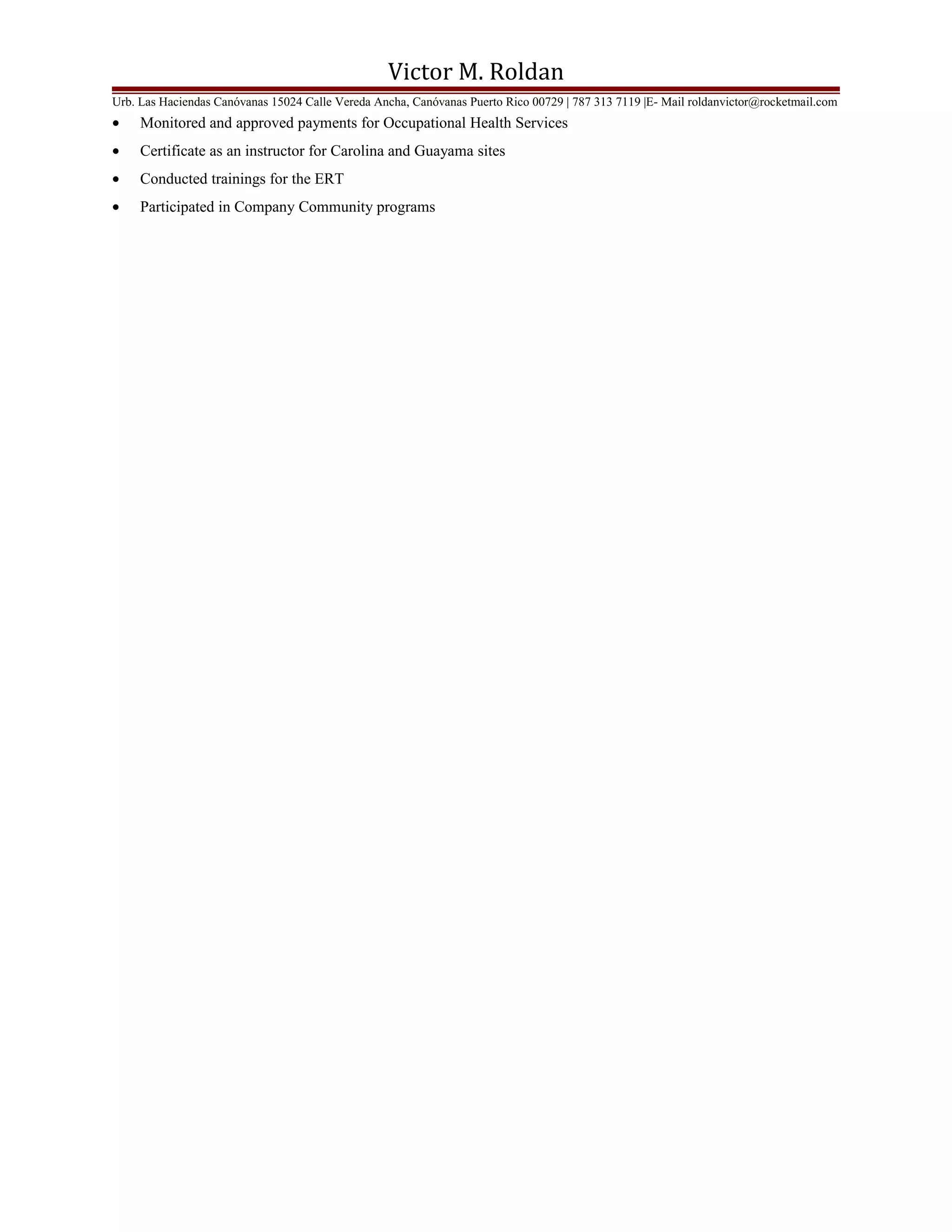 Victor Roldan Resume HR 3 | PDF