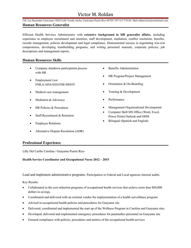 Victor Roldan Resume HR 3 | PDF