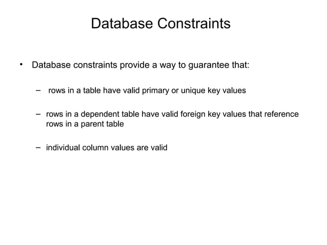 Database constraints | PPT