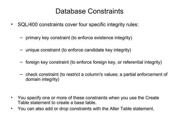 Database constraints | PPT