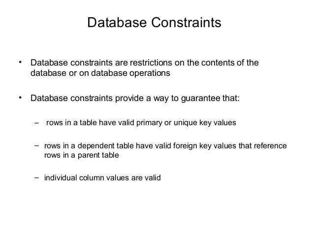 Database constraints