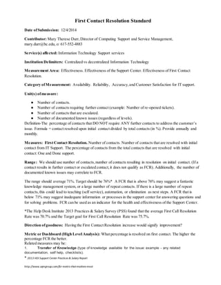 FirstContactResolutiuonStandard | PDF
