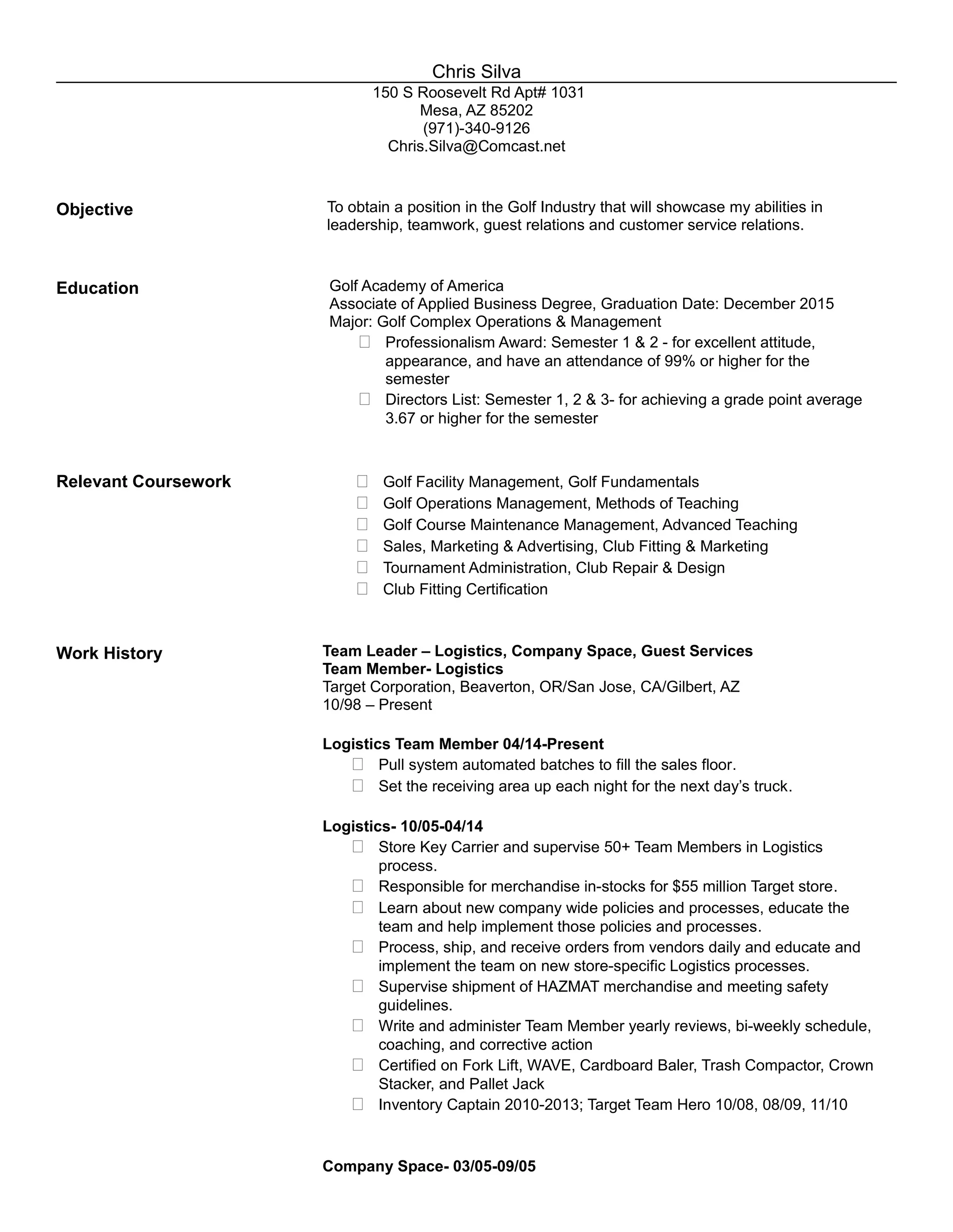 Chris Silva Resume | RTF