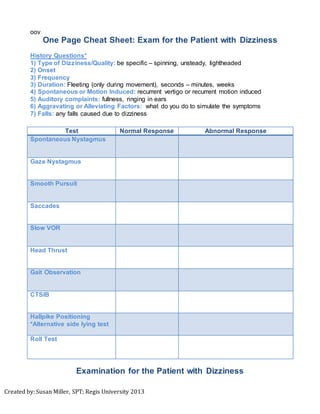 In-Service Project - Dizzy Exam | DOCX