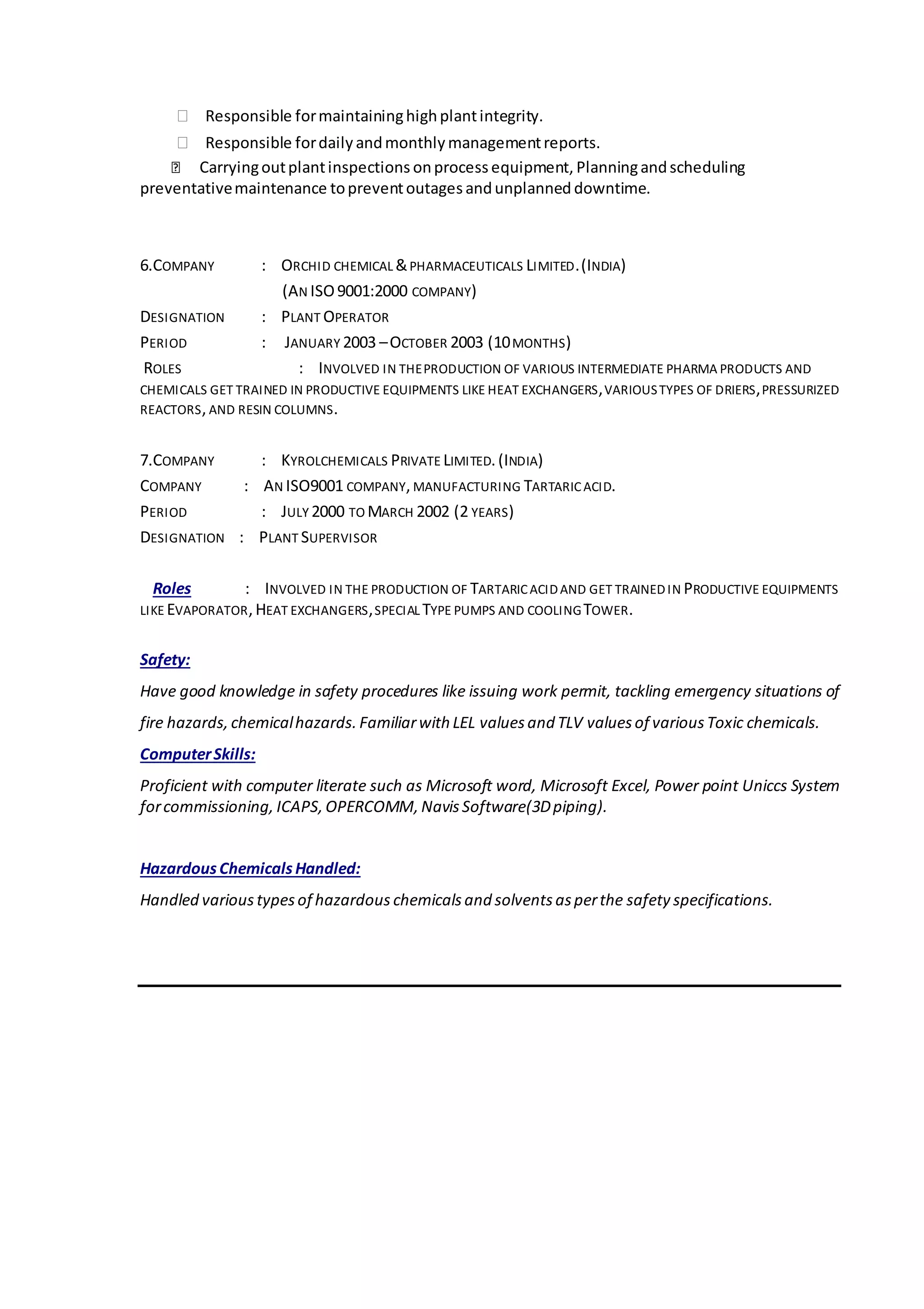 Process & Commissioning Resume | DOCX