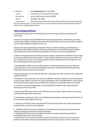 Process & Commissioning Resume | DOCX