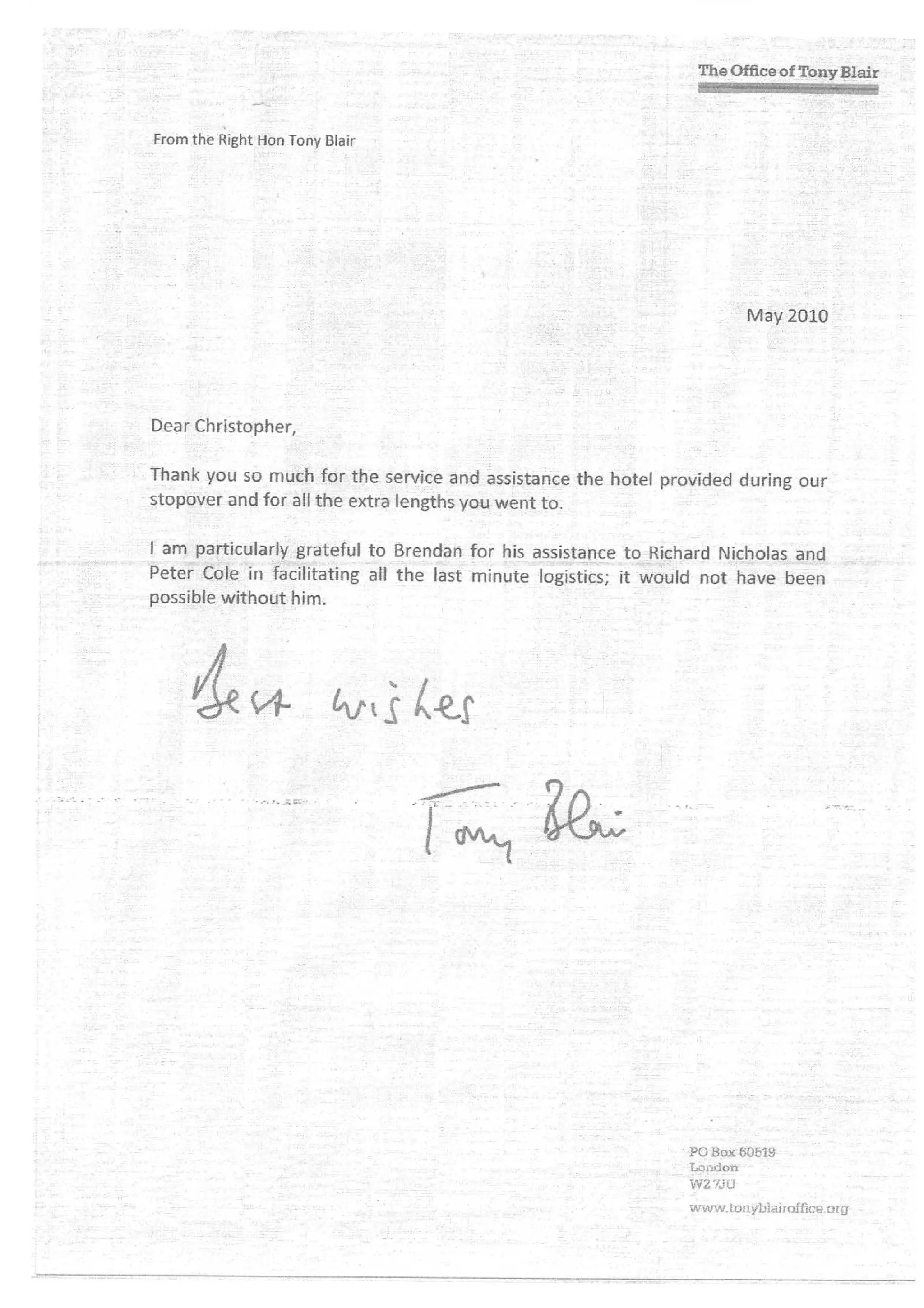 TONY BLAIR LETTER | PDF