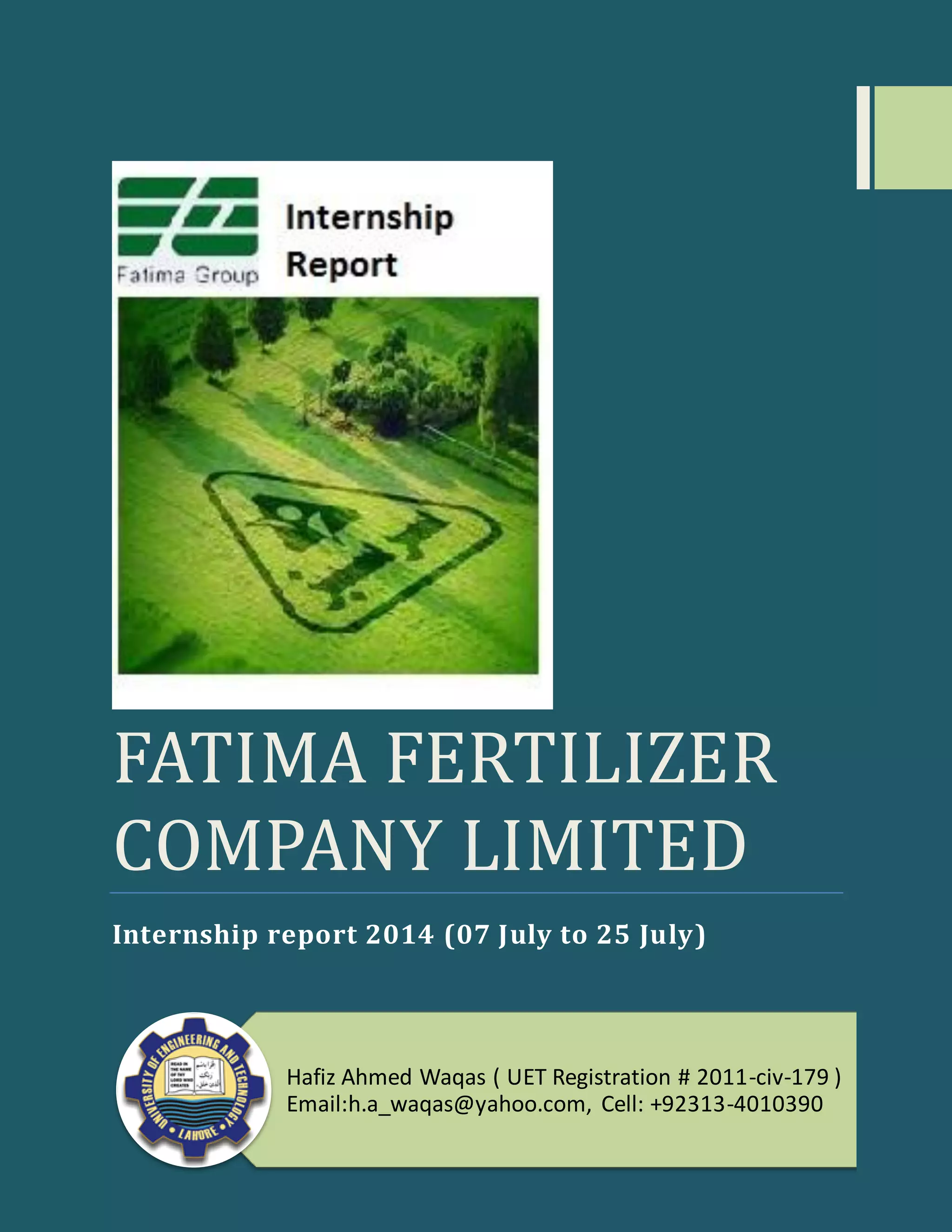 Report of internship in Fatima Fertilizer Company | PDF