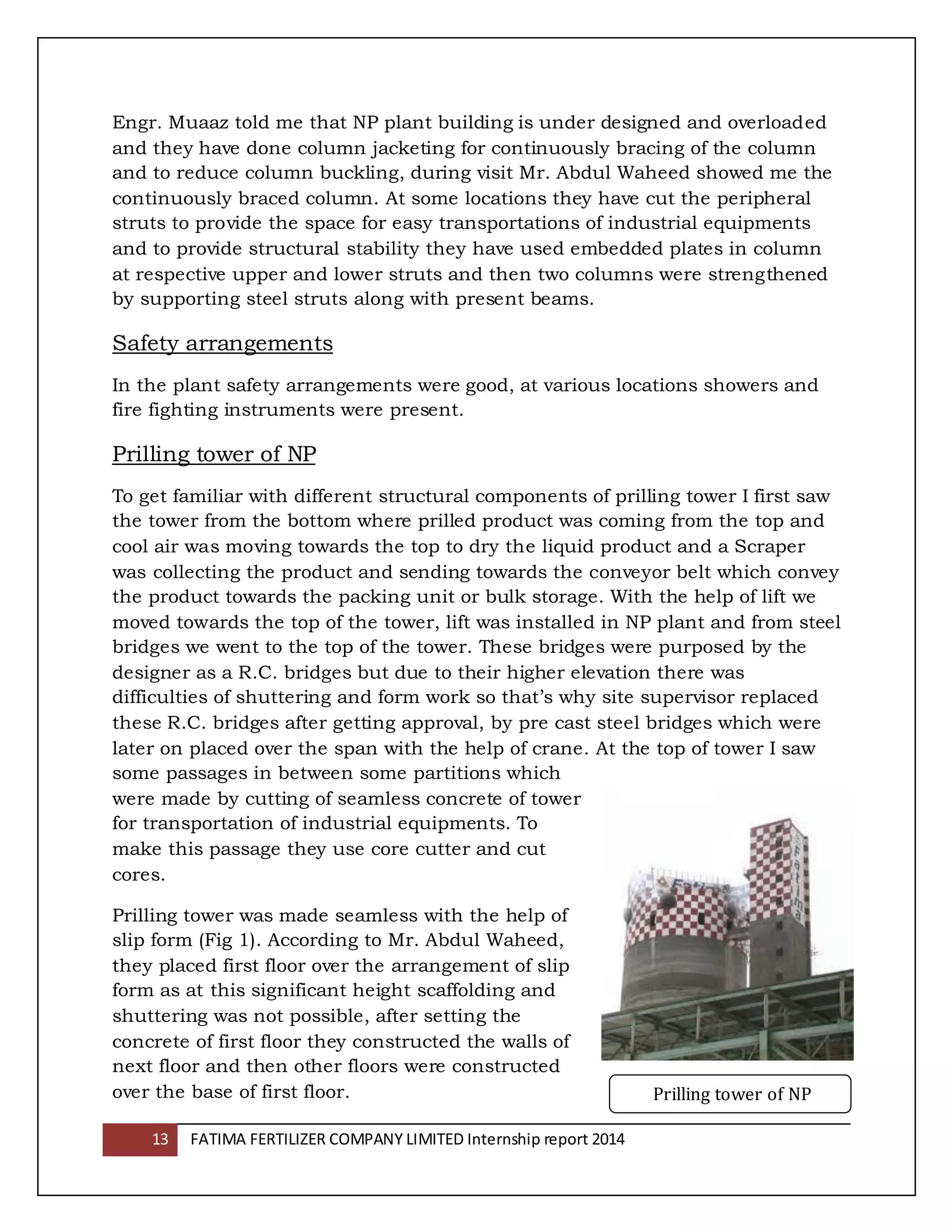 Report of internship in Fatima Fertilizer Company | PDF | Undergraduate ...