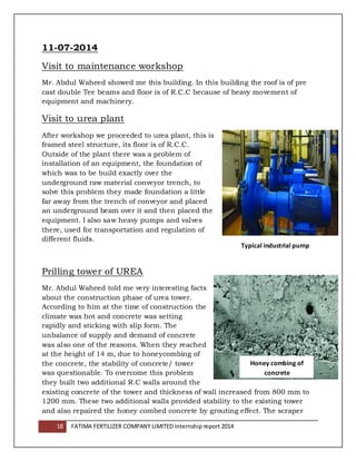 Report of internship in Fatima Fertilizer Company | PDF