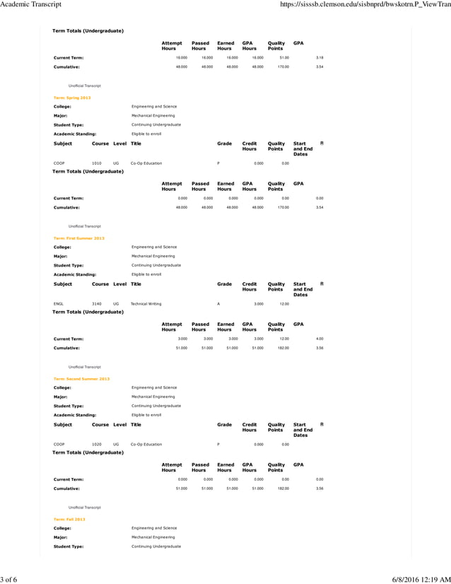 Academic Transcript | PDF