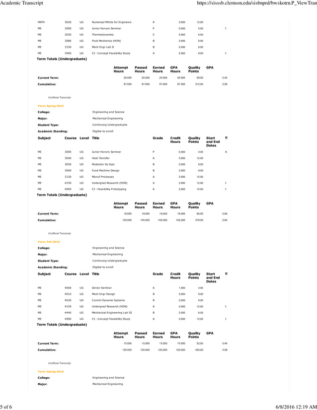 Academic Transcript | PDF