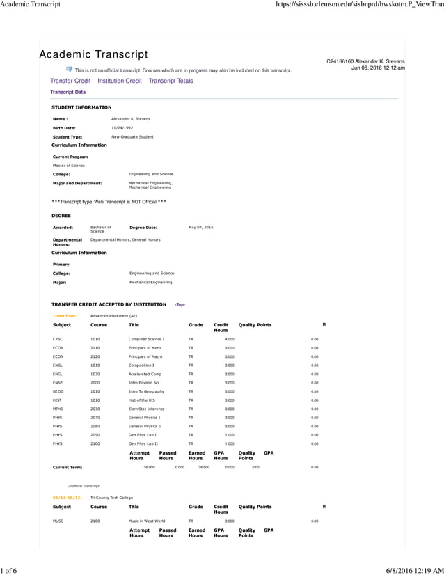 Academic Transcript | PDF