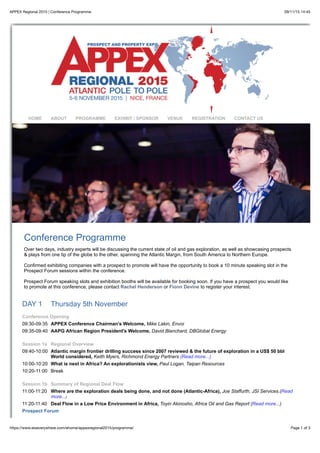 APPEX Regional 2015 | Conference Programme | PDF | Africa Travel | Travel Locations