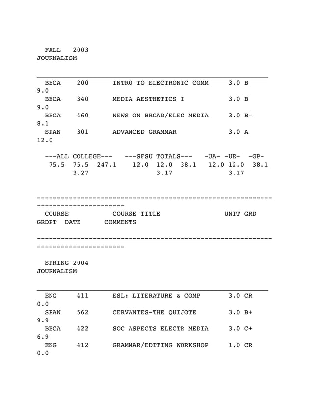 SFSUTranscripts | PDF