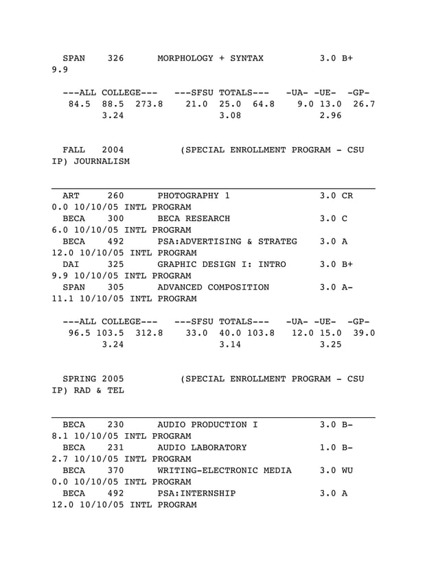 SFSUTranscripts | PDF