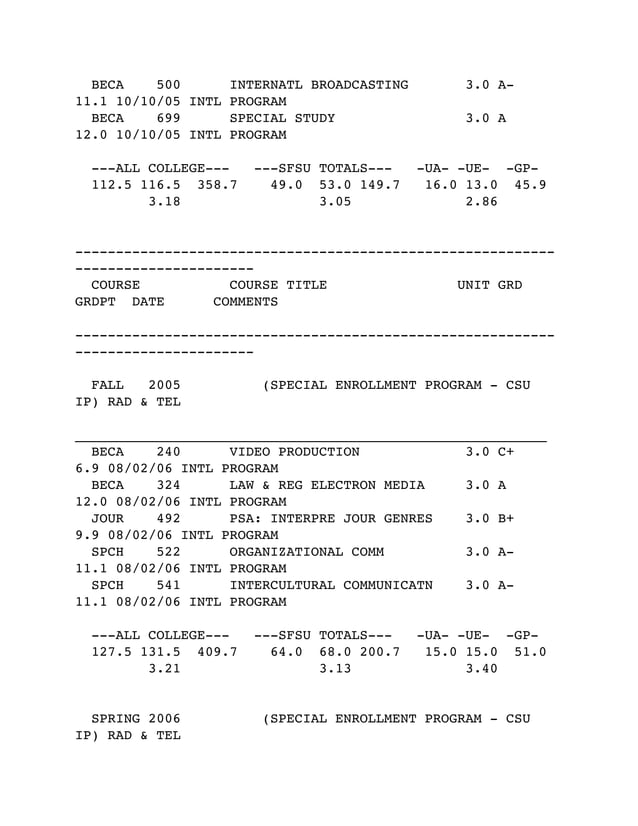 SFSUTranscripts | PDF