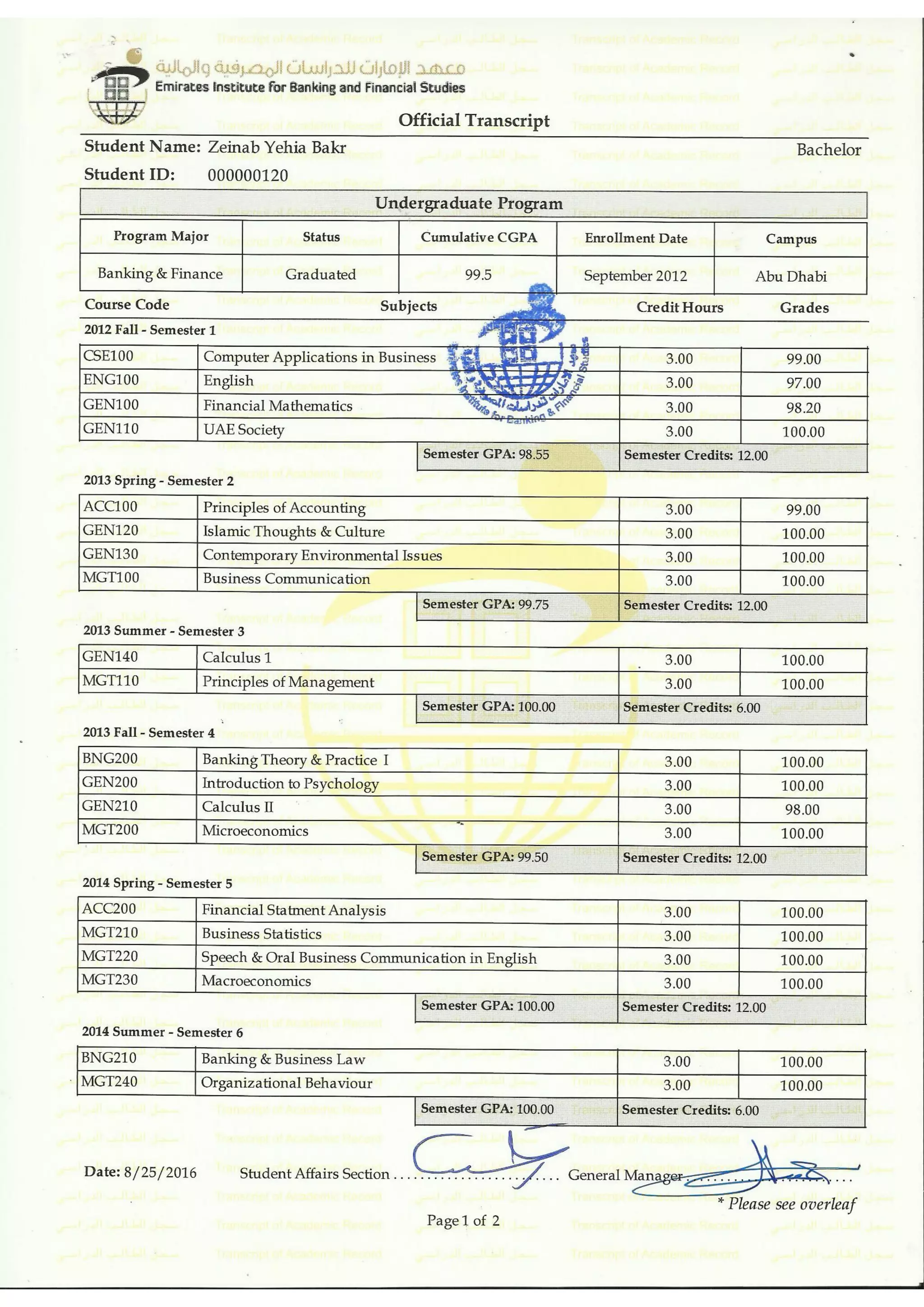 College Transcript | PDF | College Education | Education