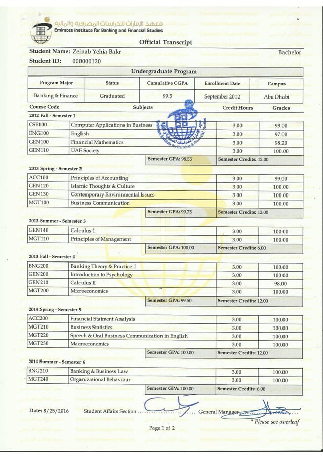 College Transcript | PDF