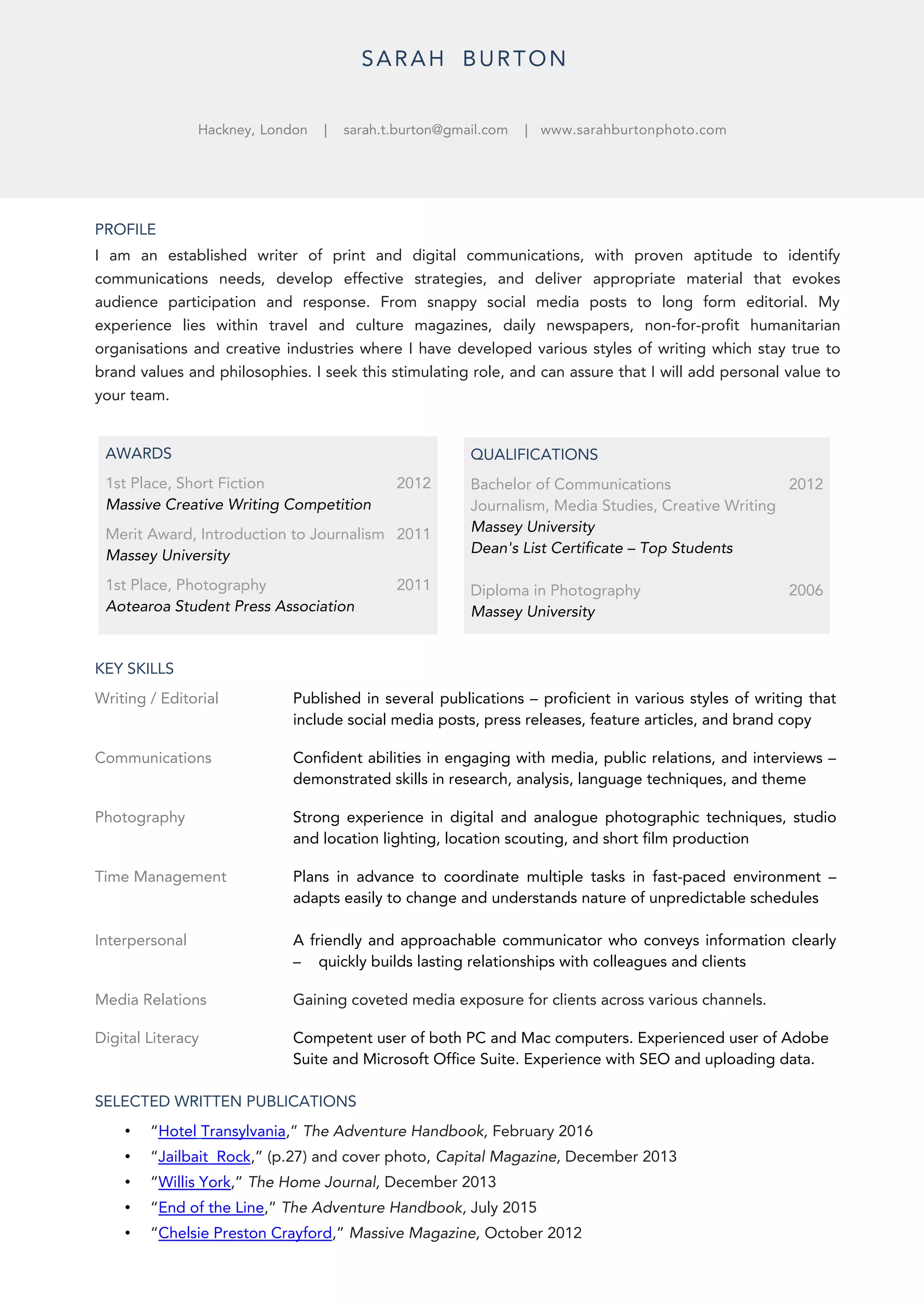 Sarah Burton CV_April2016 | PDF