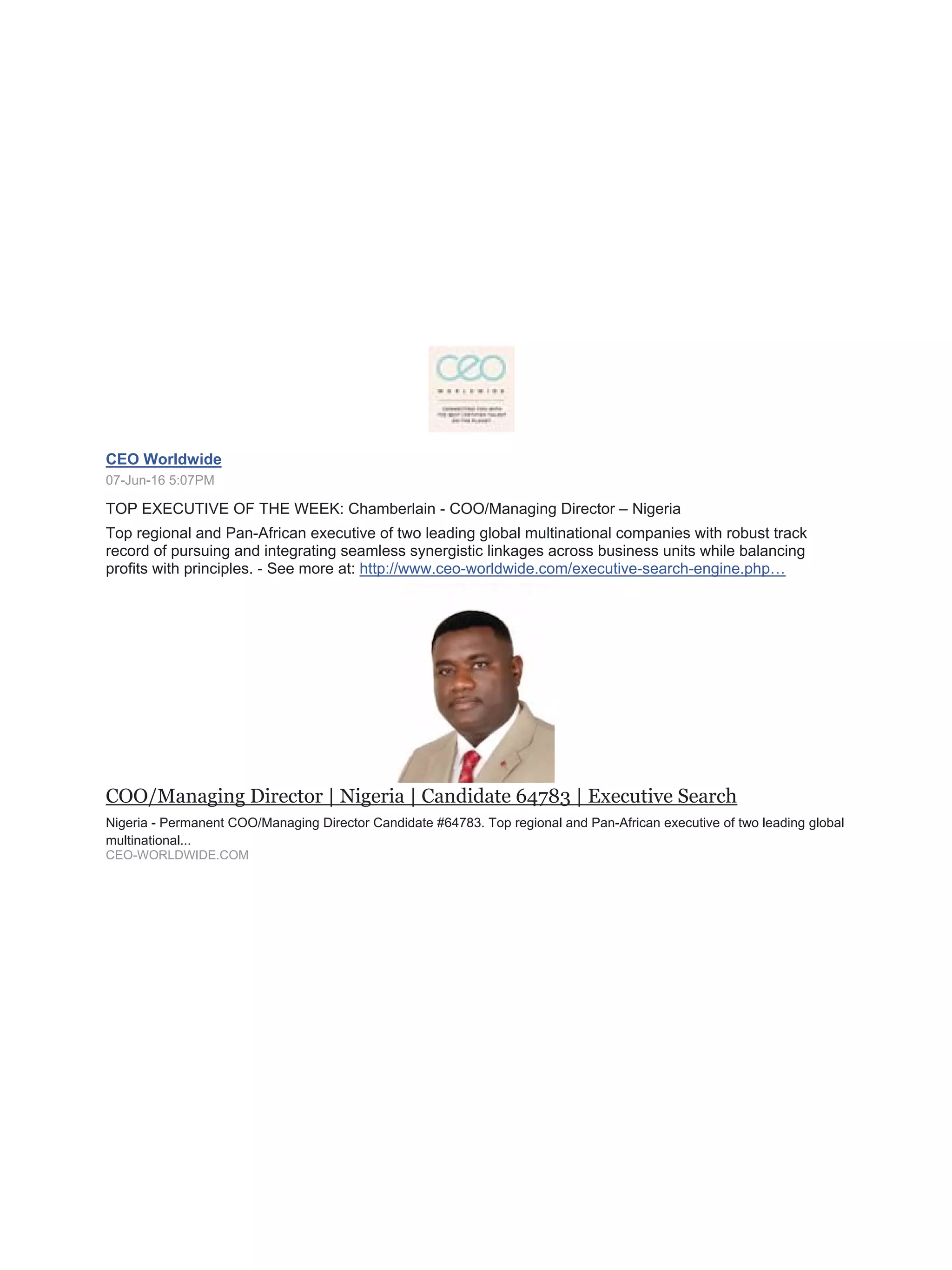 CEO Worldwide - Top Executive of the Week | PDF