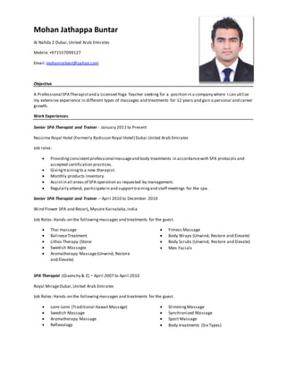 Mohan Jathappa Buntar CV | PDF