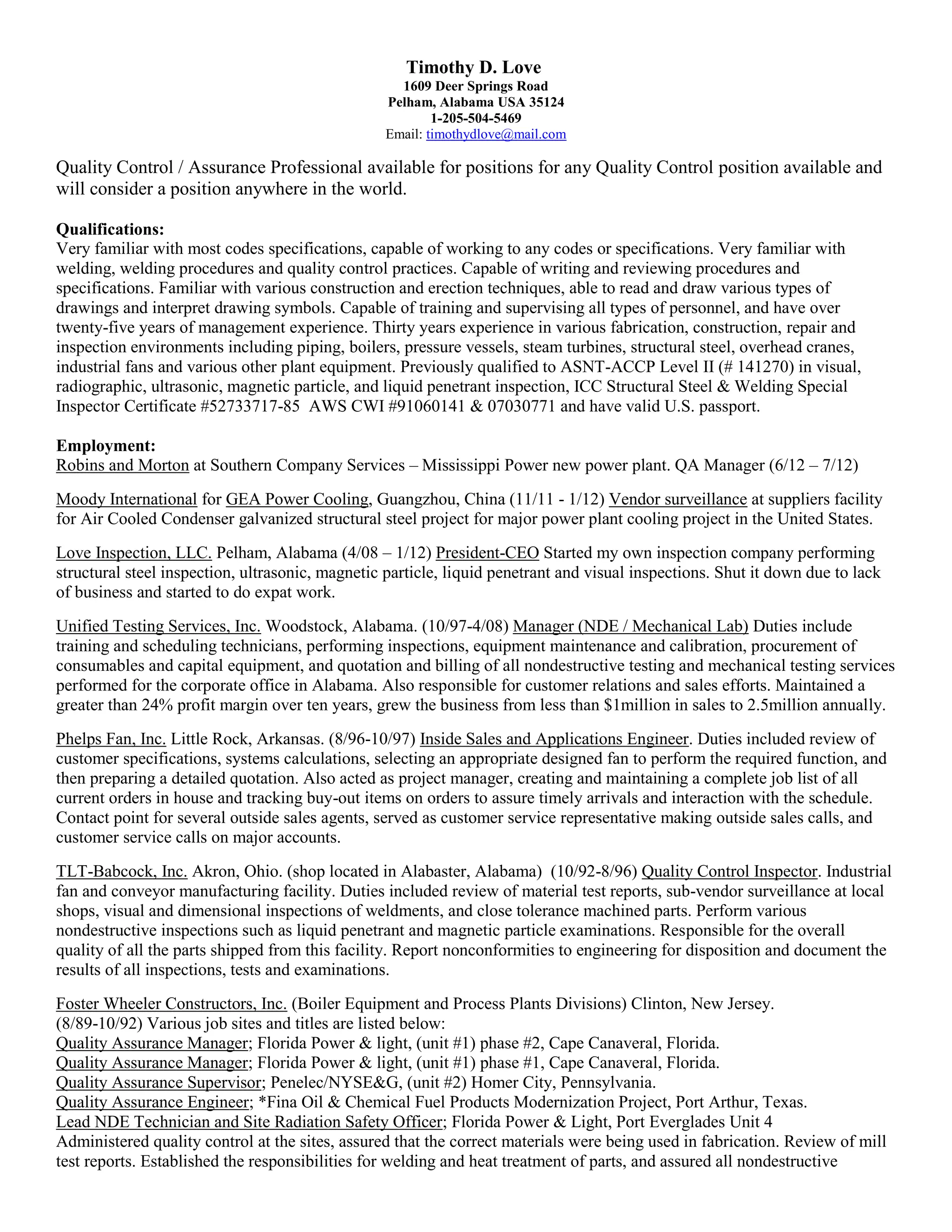 Timothy D Love | PDF