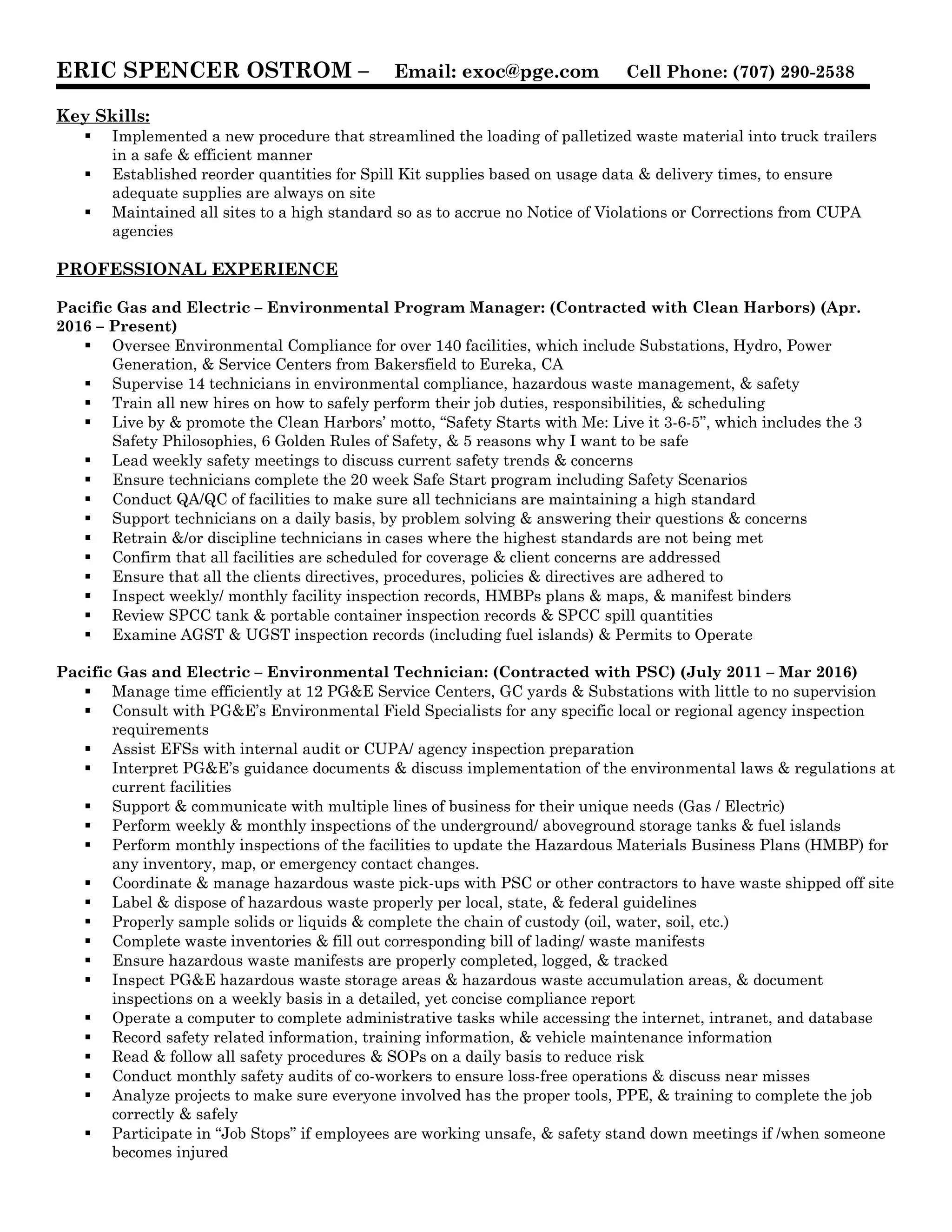 RESUME_Eric Ostrom_EFS 09-03-16 PGE | DOC