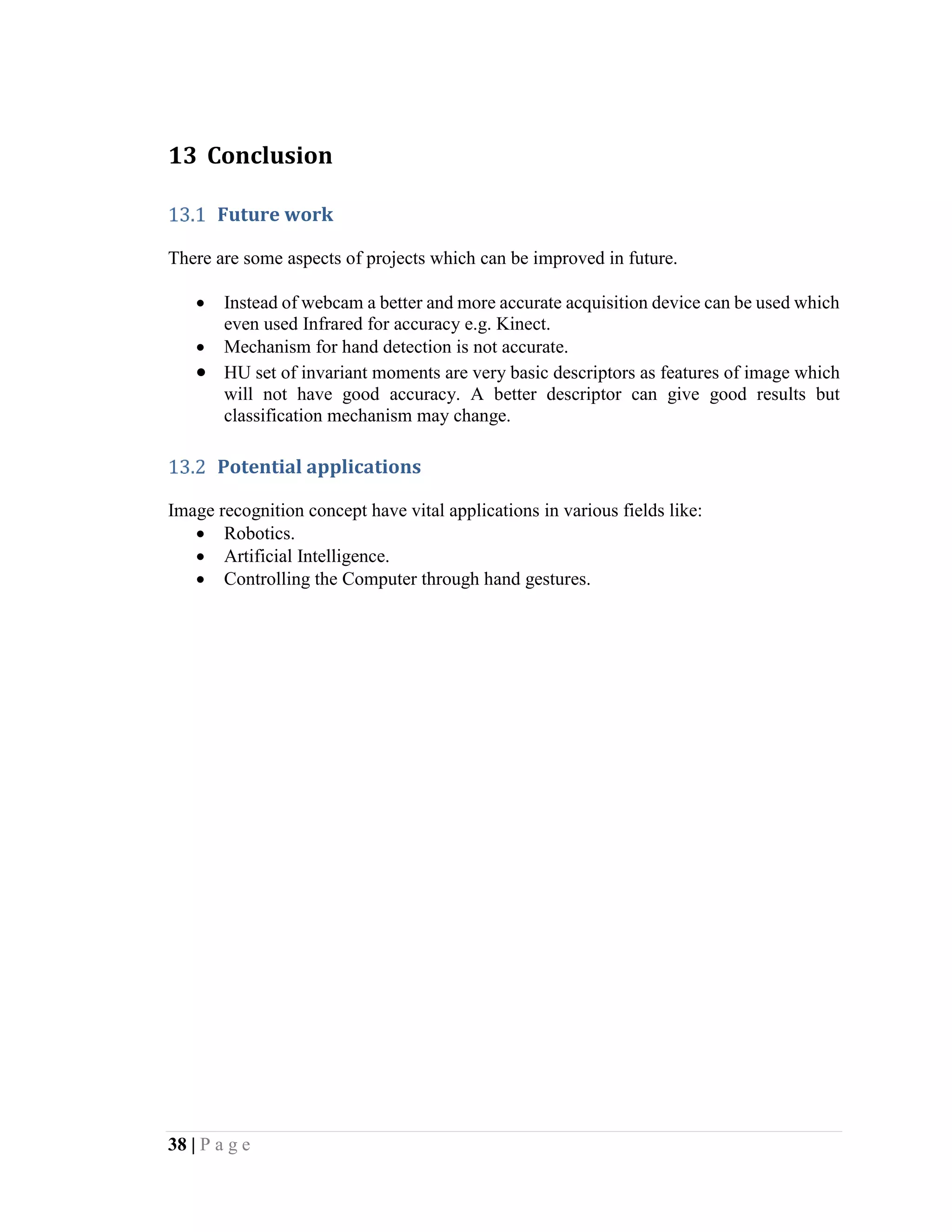 Hand gesture recognition system(FYP REPORT) | PDF